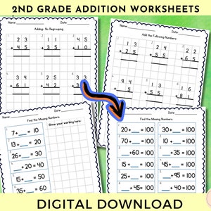 30 Addition Worksheets for 2nd Grade, Maths Printables, Addition Facts ...