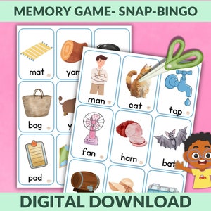 CVC Bingo and Card Games, Printable Bingo Cards and Games, Phonemic ...