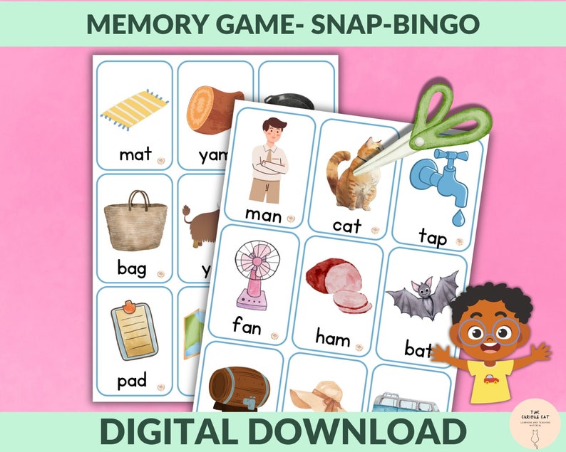 CVC Bingo and Card Games, Printable Bingo Cards and Games, Phonemic ...