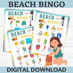Printable Beach Bingo Game, Summer Bingo for Kids, Fun Beach Game ...