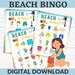 Printable Beach Bingo Game, Summer Bingo for Kids, Fun Beach Game ...