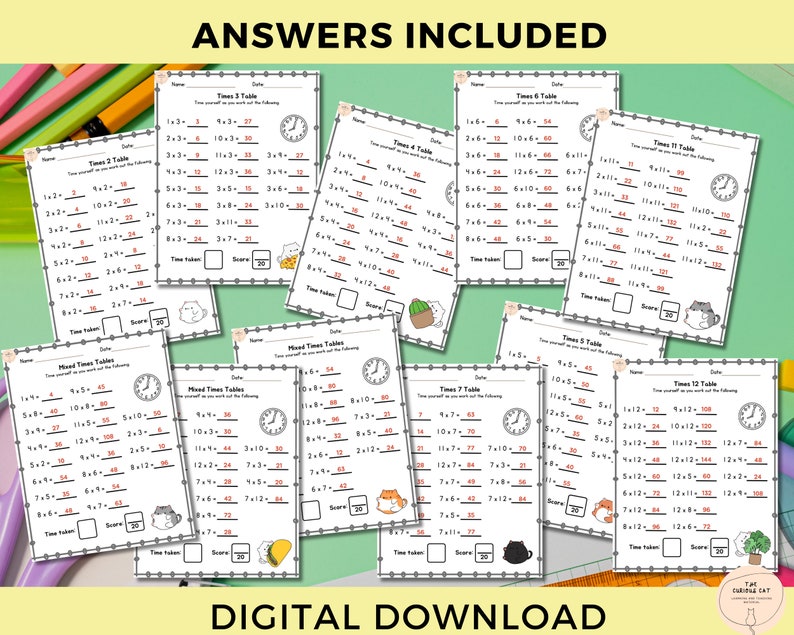 Multiplication Worksheets, Maths Fluency Printables, Times Tables ...