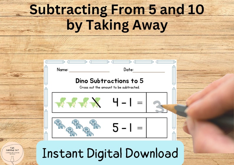 Subtraction Worksheets Kindergarten 1st Grade Instant Digitial Download ...