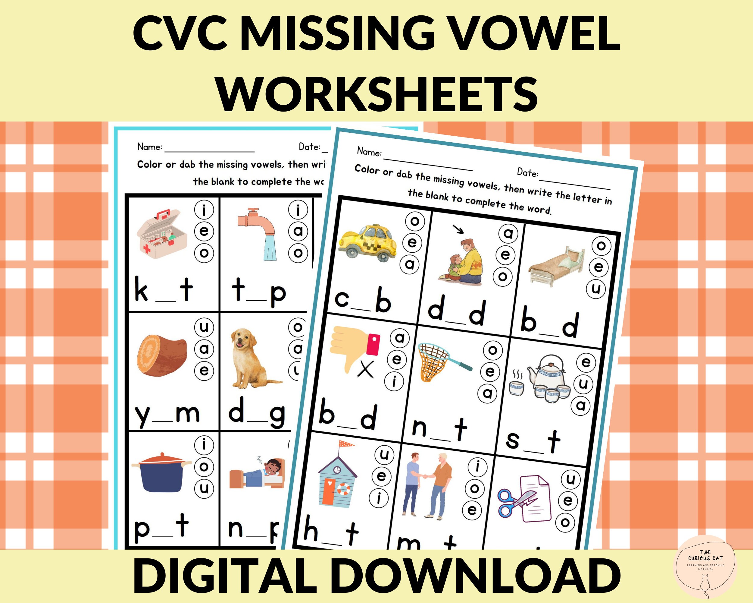Phonics Worksheets, Middle Sound Practice, Kindergarten Reading ...