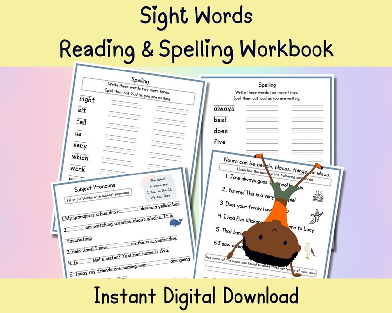 Spelling, Reading and Writing Worksheets, 2nd Grade Sight Words ...