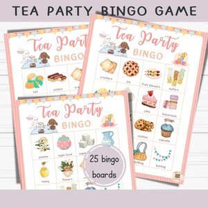 Tea Party Bingo Cards, Tea Party Games, Kids Printable Garden Party ...