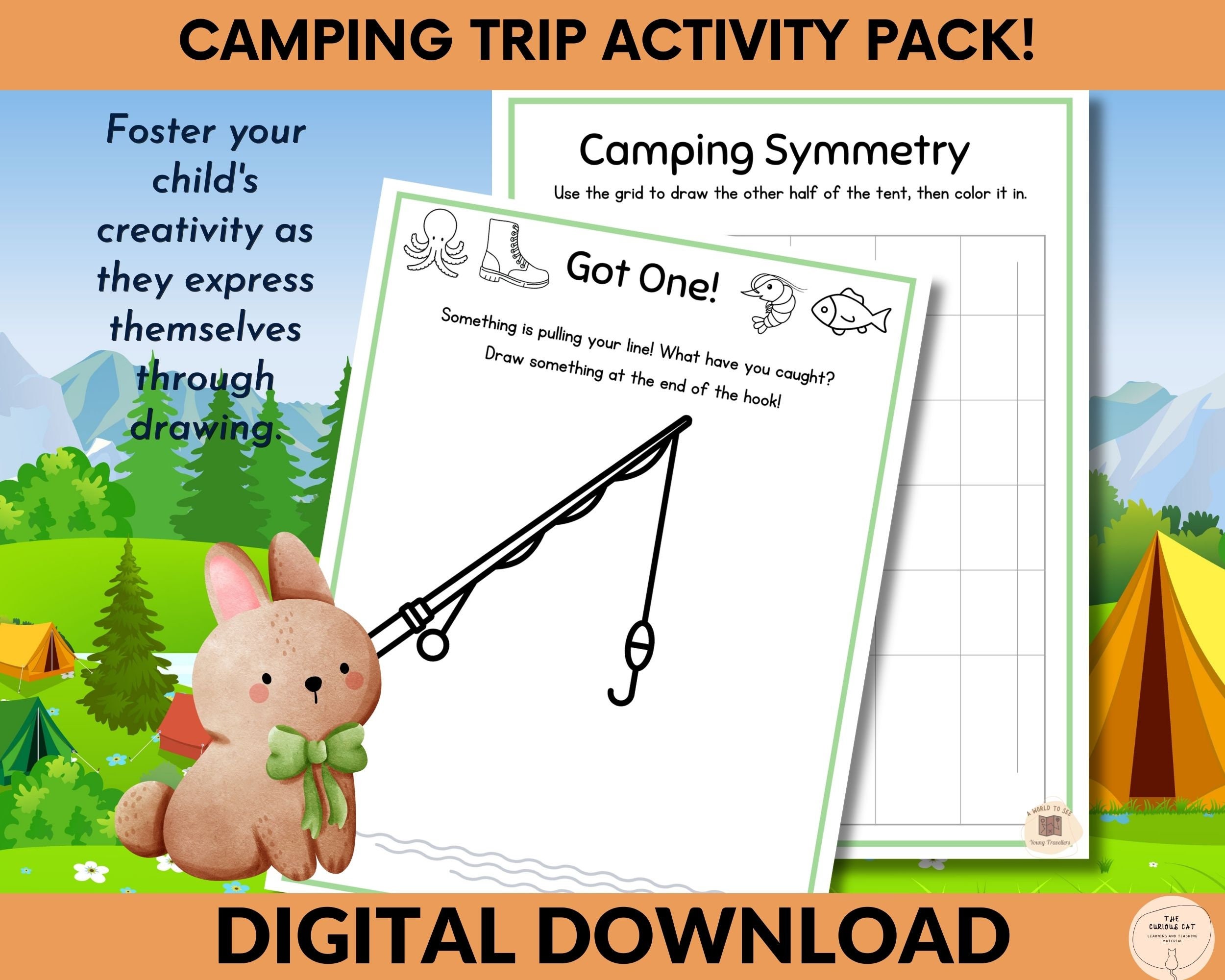 Kindergarten Printable Camping Activity Book, Coloring Pages & Games ...
