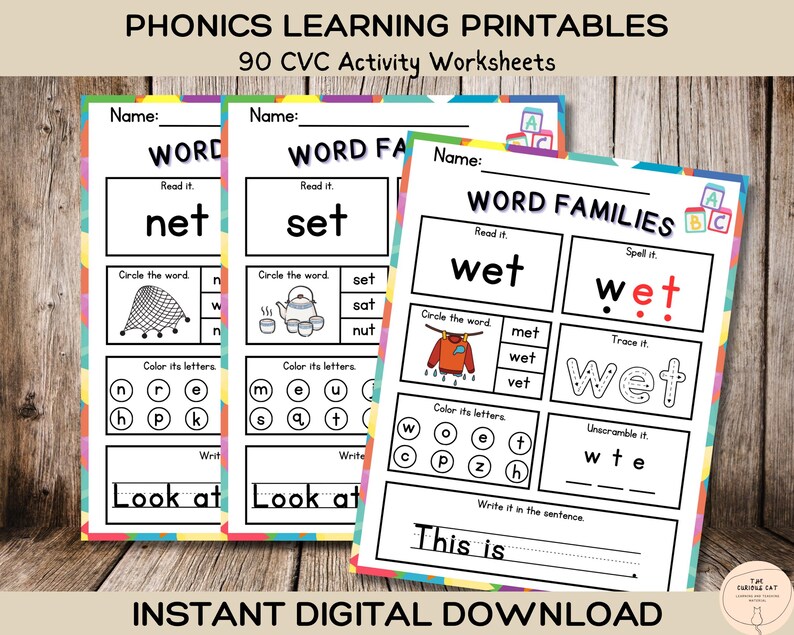 Printable Phonics CVC Worksheets: Reading and Tracing Activities ...