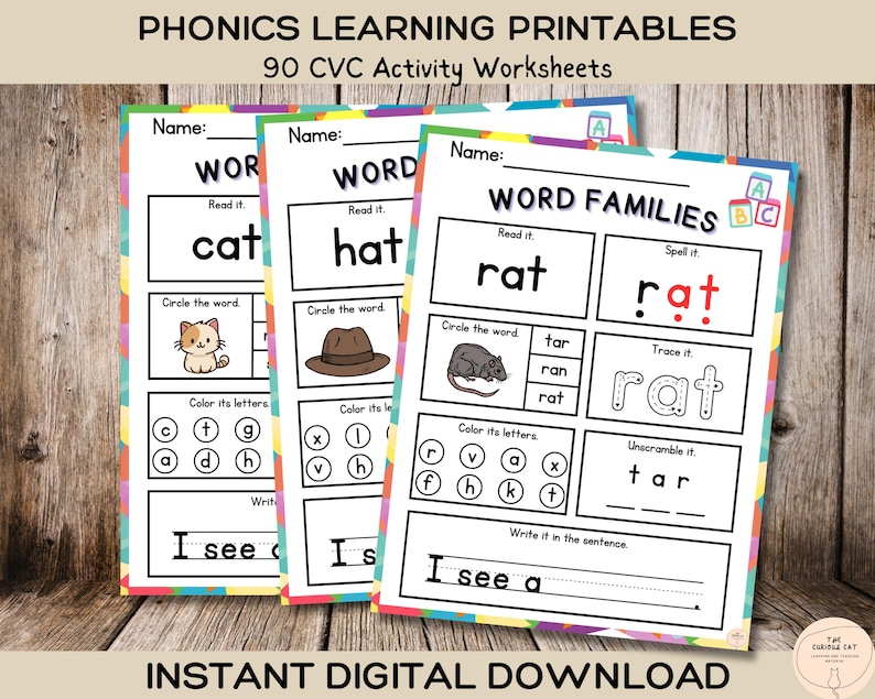 Printable Phonics CVC Worksheets: Reading and Tracing Activities ...