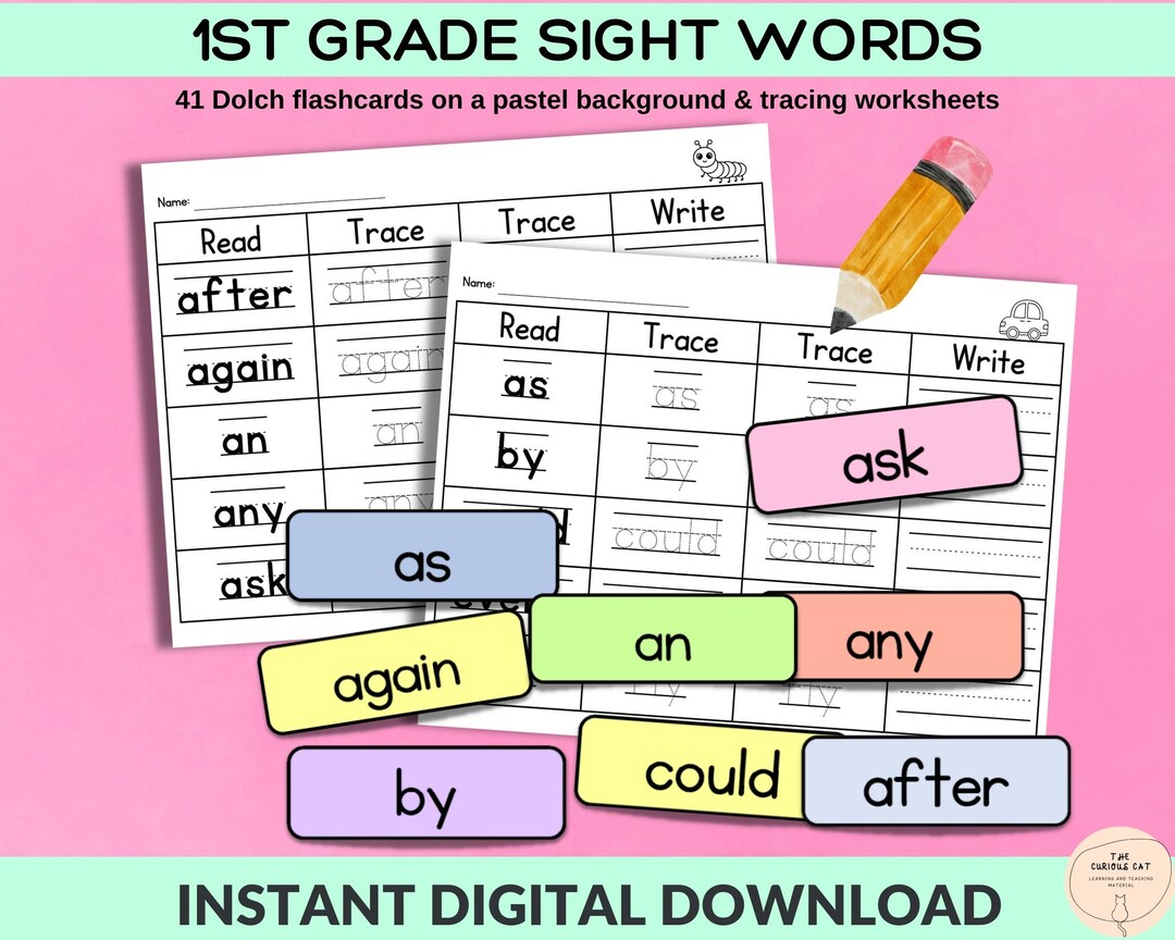 1st Grade Sight Words, High Frequency Flashcards for First Grade ...