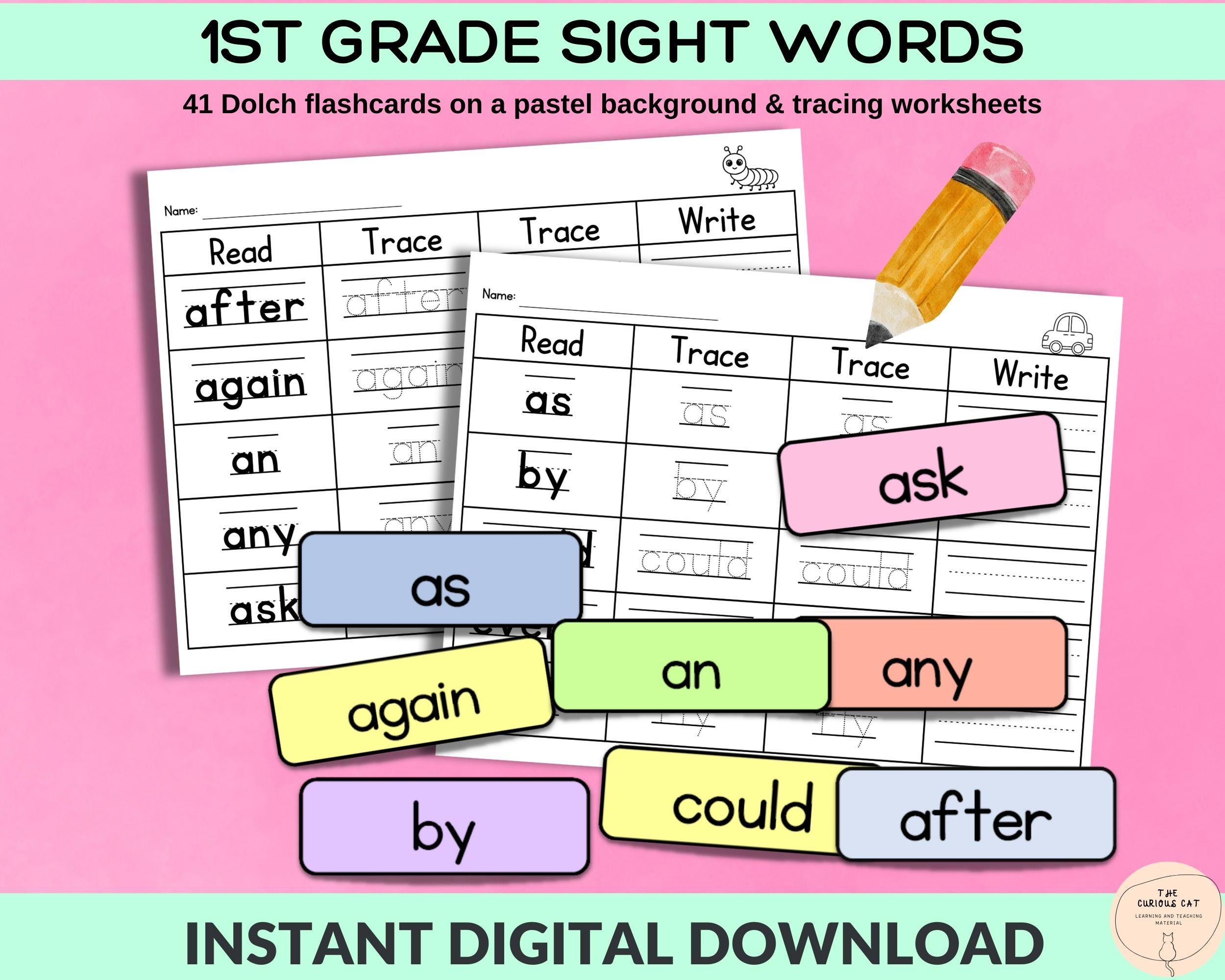 1st Grade Sight Words, High Frequency Flashcards for First Grade ...