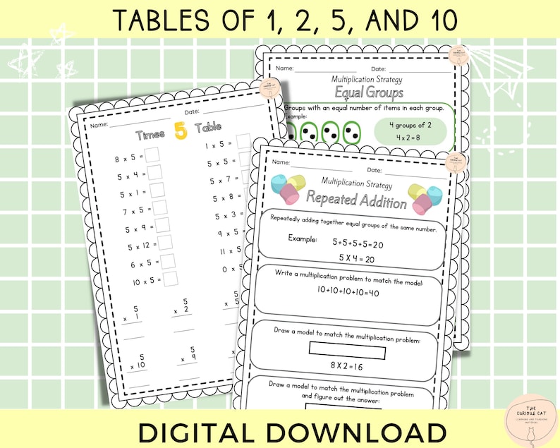 Multiplication Worksheets, Maths Printables for 1st and 2nd Grade ...