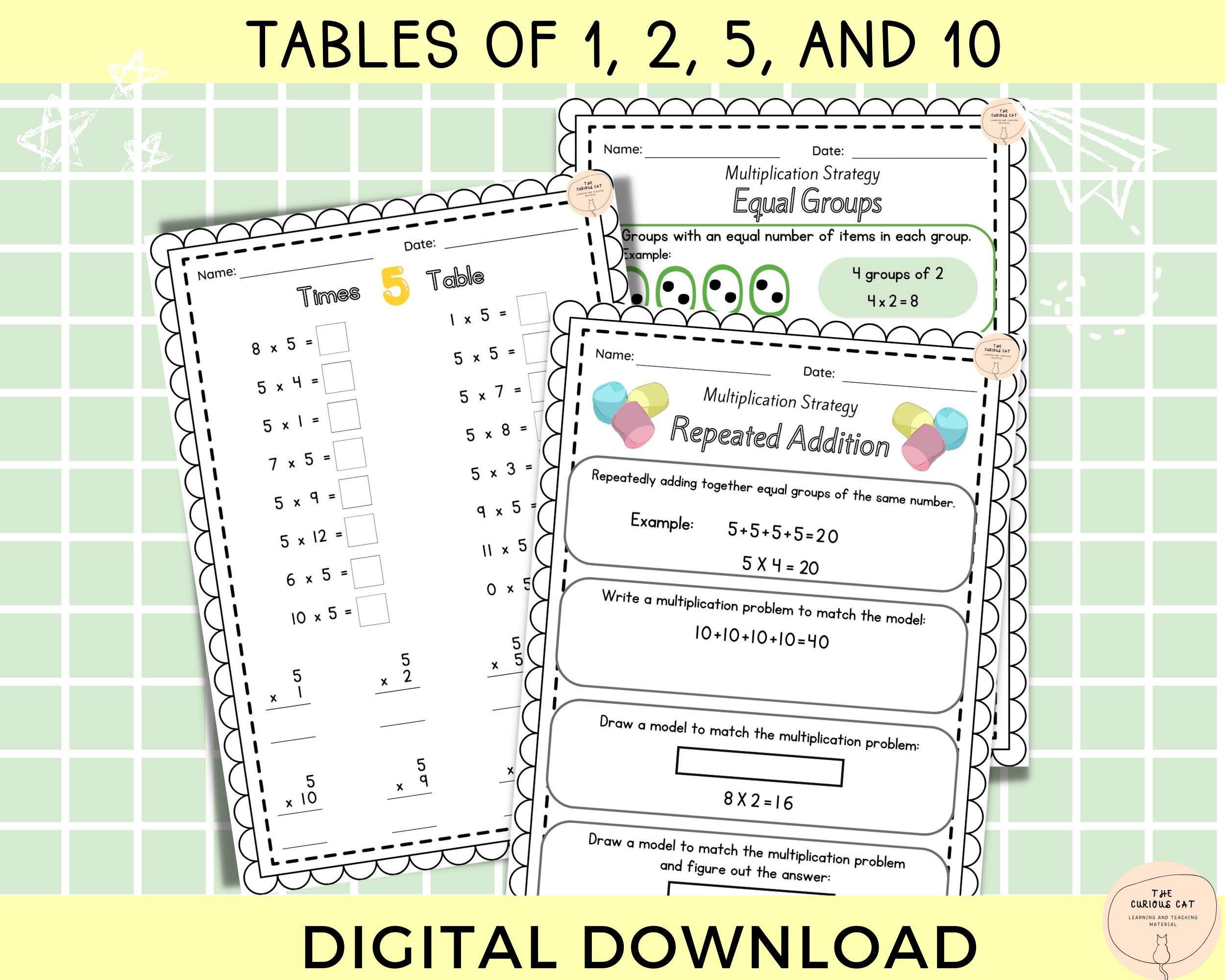 Multiplication Worksheets, Maths Printables for 1st and 2nd Grade ...