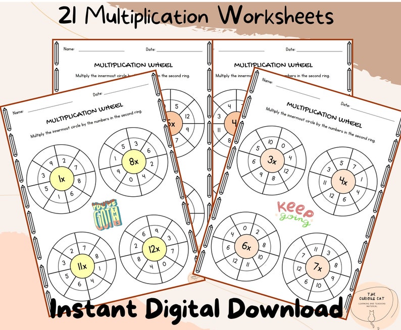 Multiplication Practice, Multiplication Wheels, Numbers 1 to 12, Maths ...