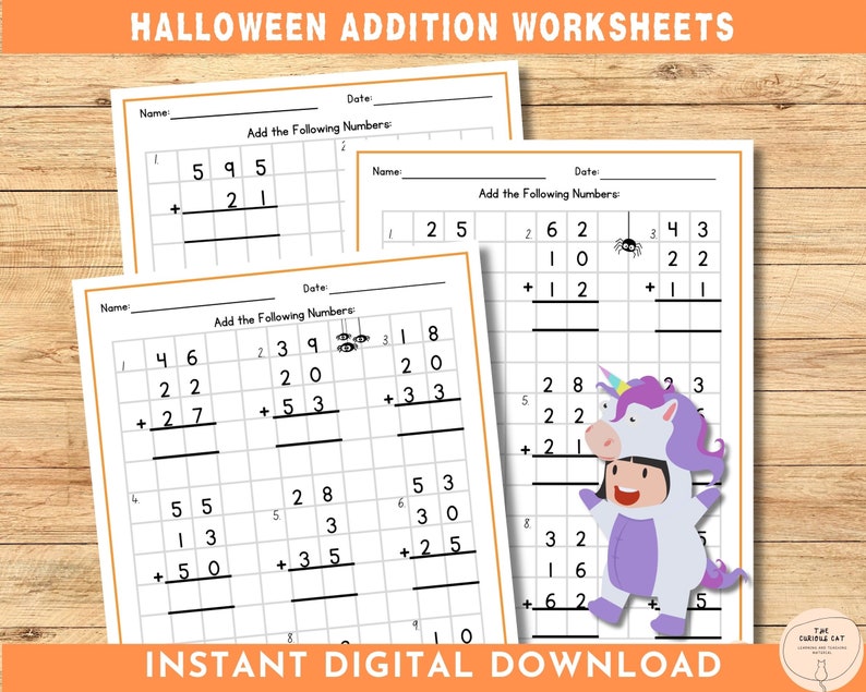 Maths Printable Halloween Worksheets, Addition Worksheets for 2nd and ...