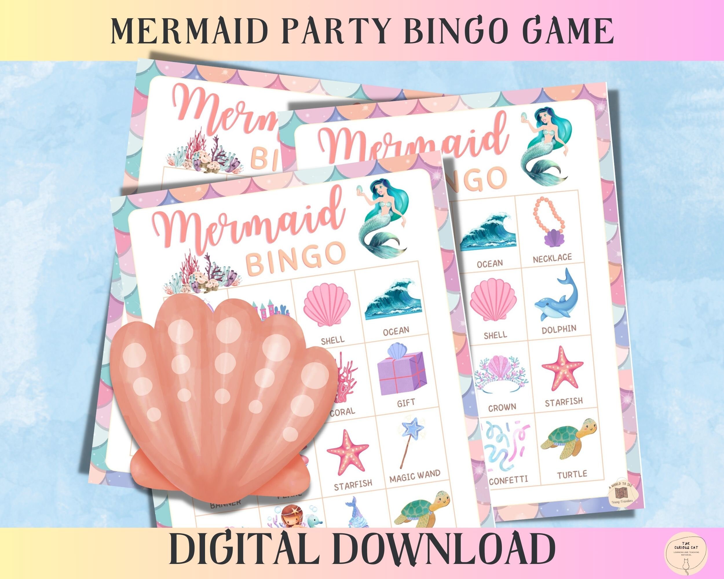 Mermaid Bingo Printable, Kids Party Activity, Birthday Party Game ...