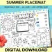 Summer Activity Printable Placemat, Summer Party Coloring Page for Kids ...