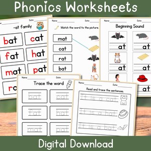 Phonics CVC Words Printable Worksheets for Kindergarten, CVC Word ...