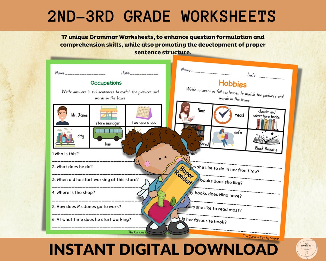 Reading & Writing Worksheets for 2nd - 3rd Grade | Sentence Building ...