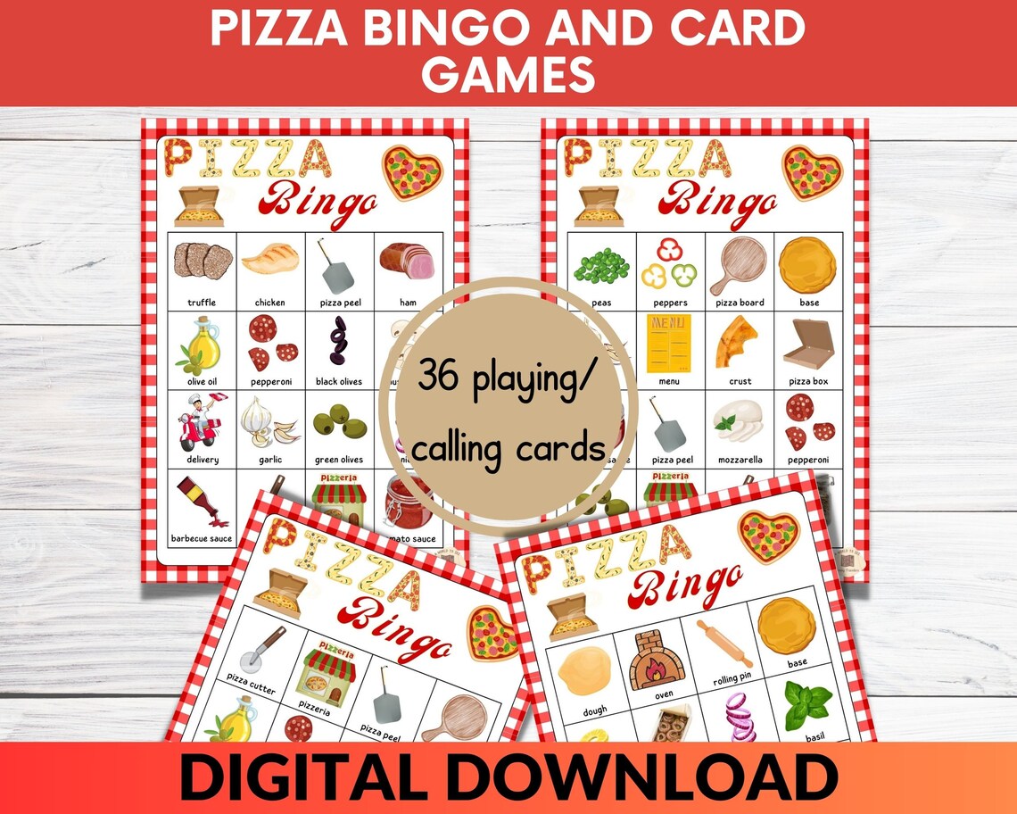Printable Pizza Games, Pizza Bingo, Snap and Memory Game, Printable ...