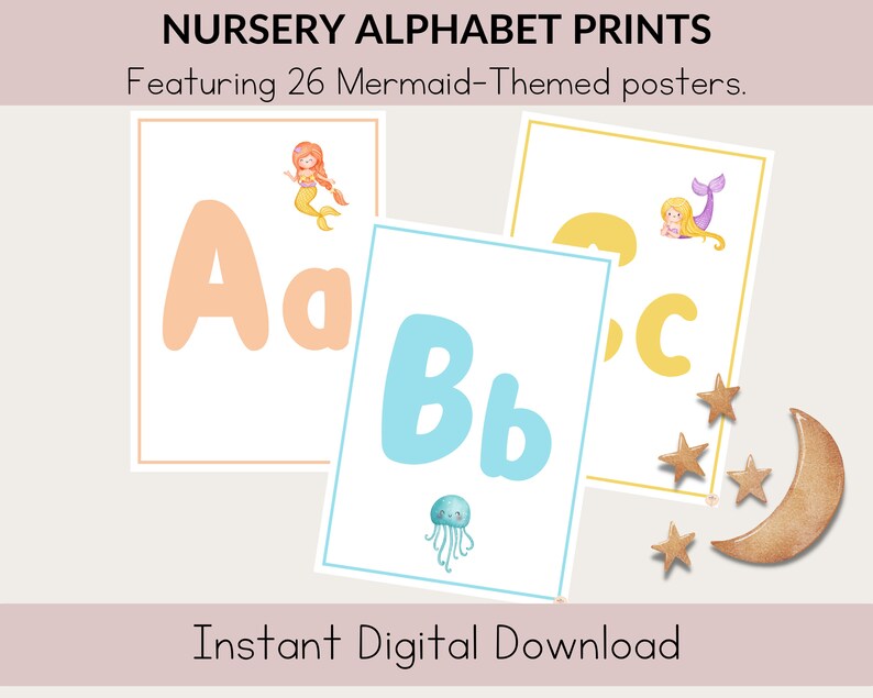 Alphabet Posters, Nursery Decor, Educational Wall Art Printable, ABC ...