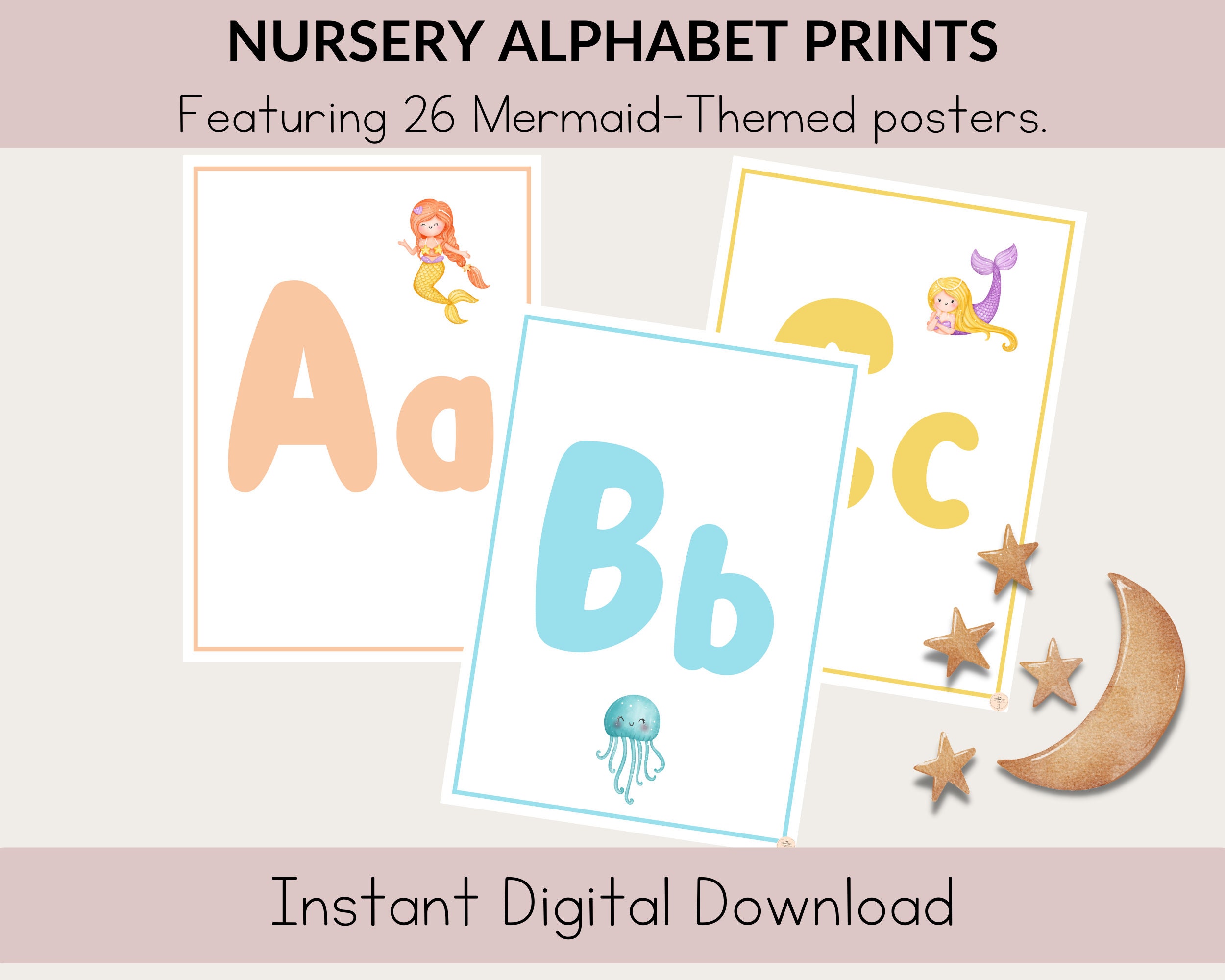 Alphabet Posters, Nursery Decor, Educational Wall Art Printable, ABC ...