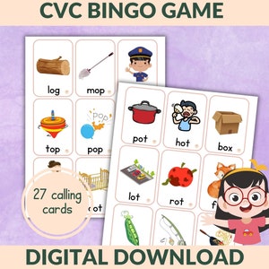 CVC Bingo and Card Games, Printable Phonics Cards, Phonics Reading Game ...