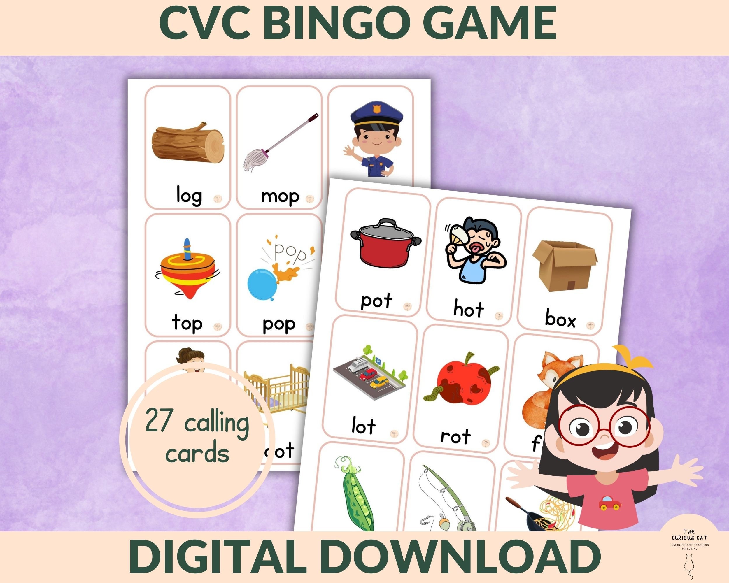 CVC Bingo and Card Games, Printable Phonics Cards, Phonics Reading Game ...