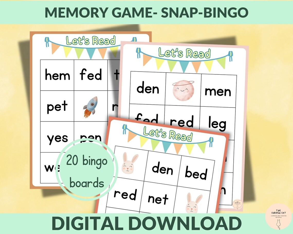 Kindergarten Phonics Game, Printable Bingo Cards & Games, Phonemic ...
