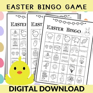 30 Easter Bingo Cards Outline Black & White Printable Classroom Game ...