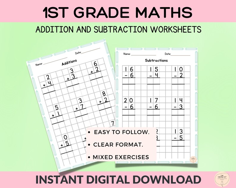 Addition and Subtraction Worksheets Maths 1st Grade Homeschool ...