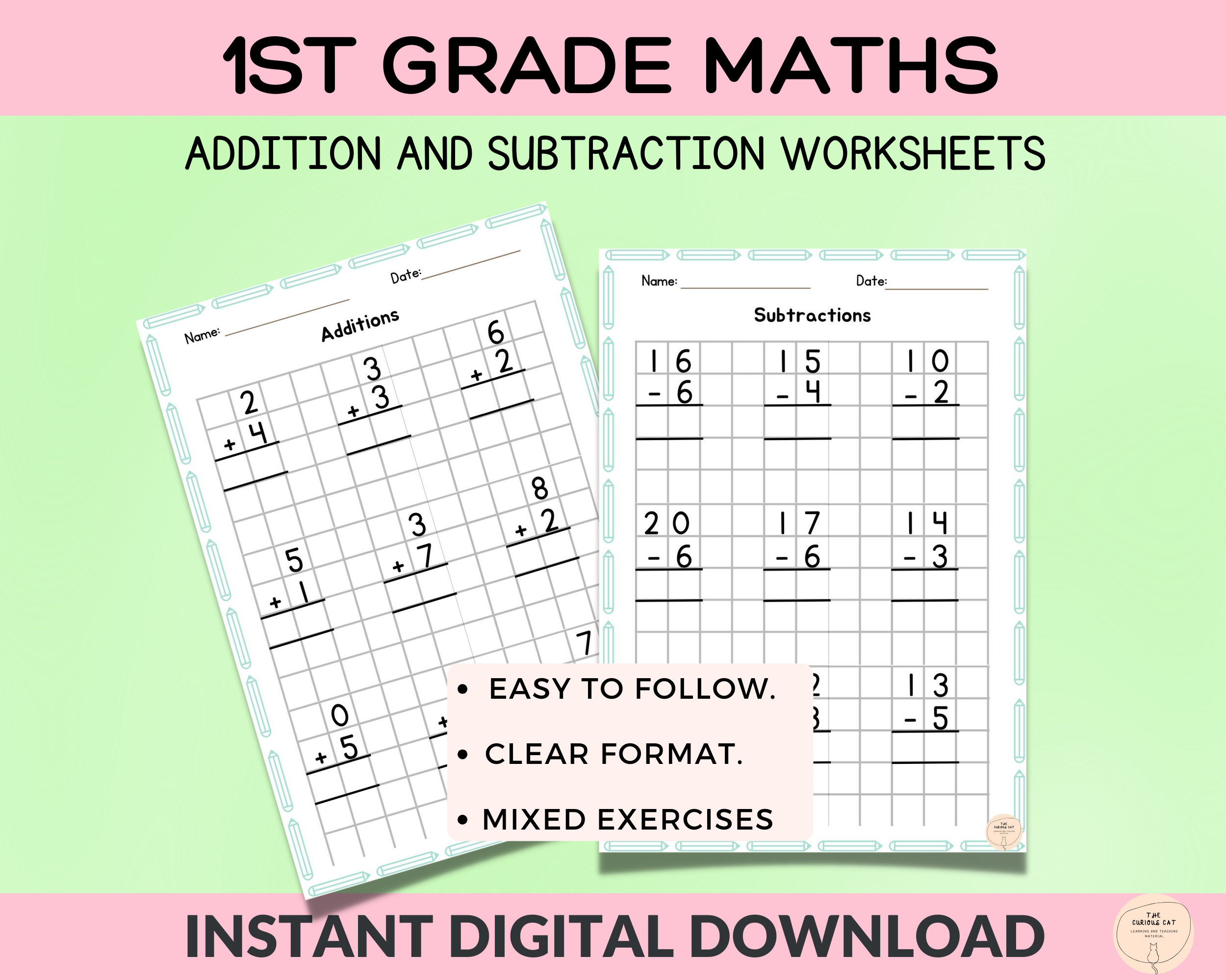 Addition and Subtraction Worksheets Maths 1st Grade Homeschool ...