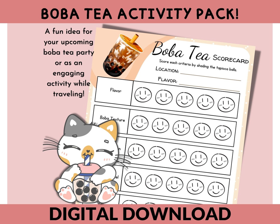 Kids Birthday Party Activity, Children's Boba Tea Pack, Fun Travel Pack ...