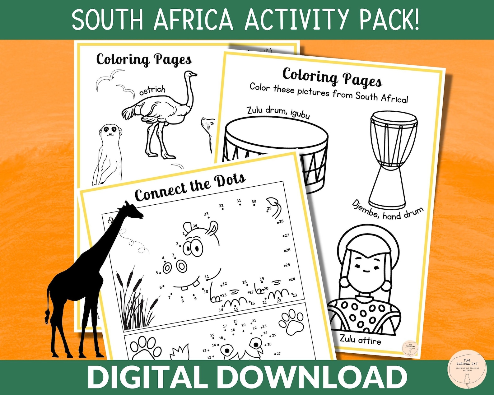 Printable South Africa Kids Activity Pack Travel Worksheets Activities ...