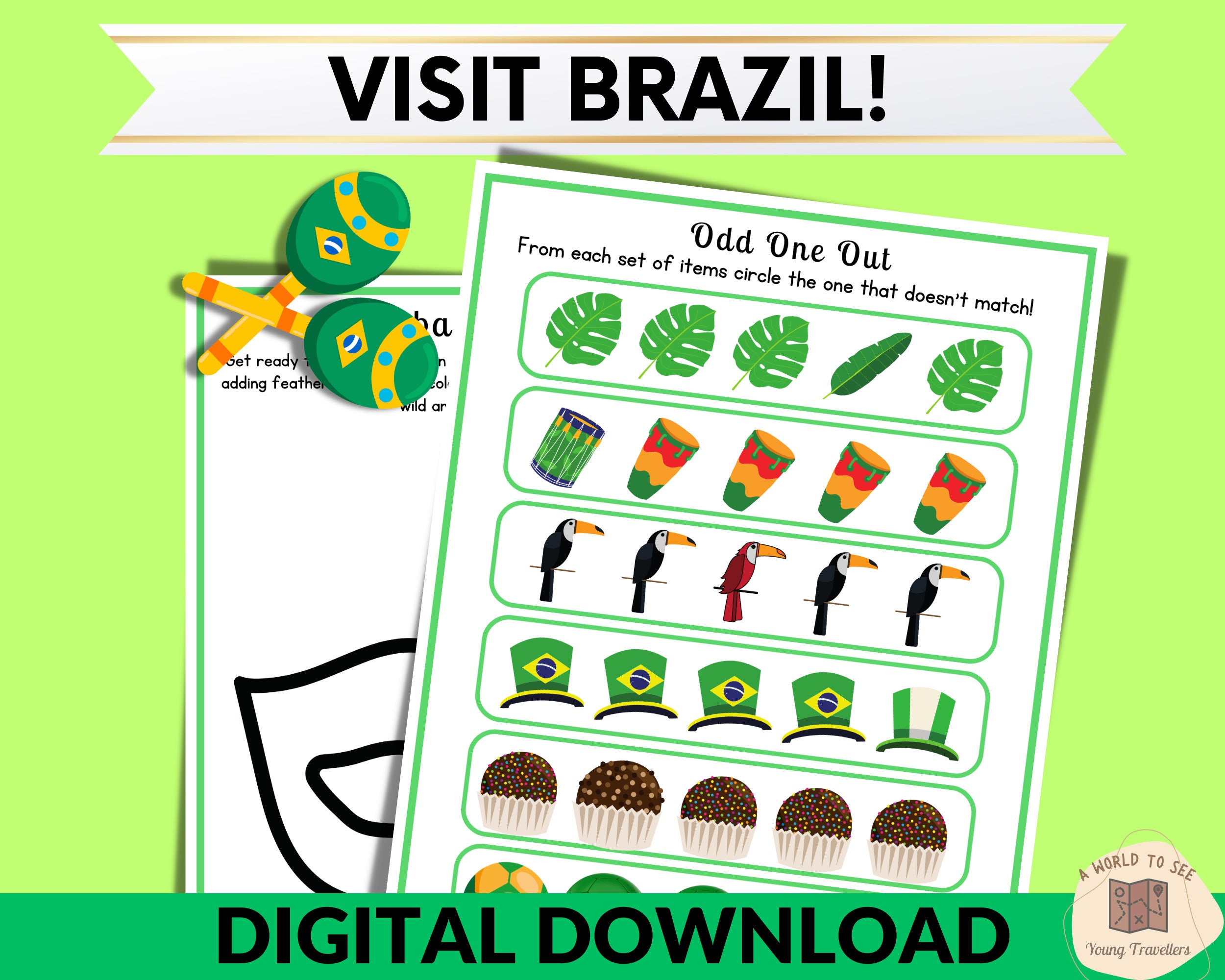 Brazil Worksheets A Learning & Travel Pack for Young Children Kids ...