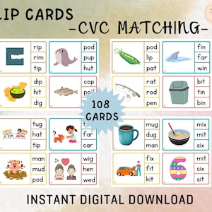 CVC Match and Clip Cards, CVC Pictures & Words, Early Reading, Phonics ...