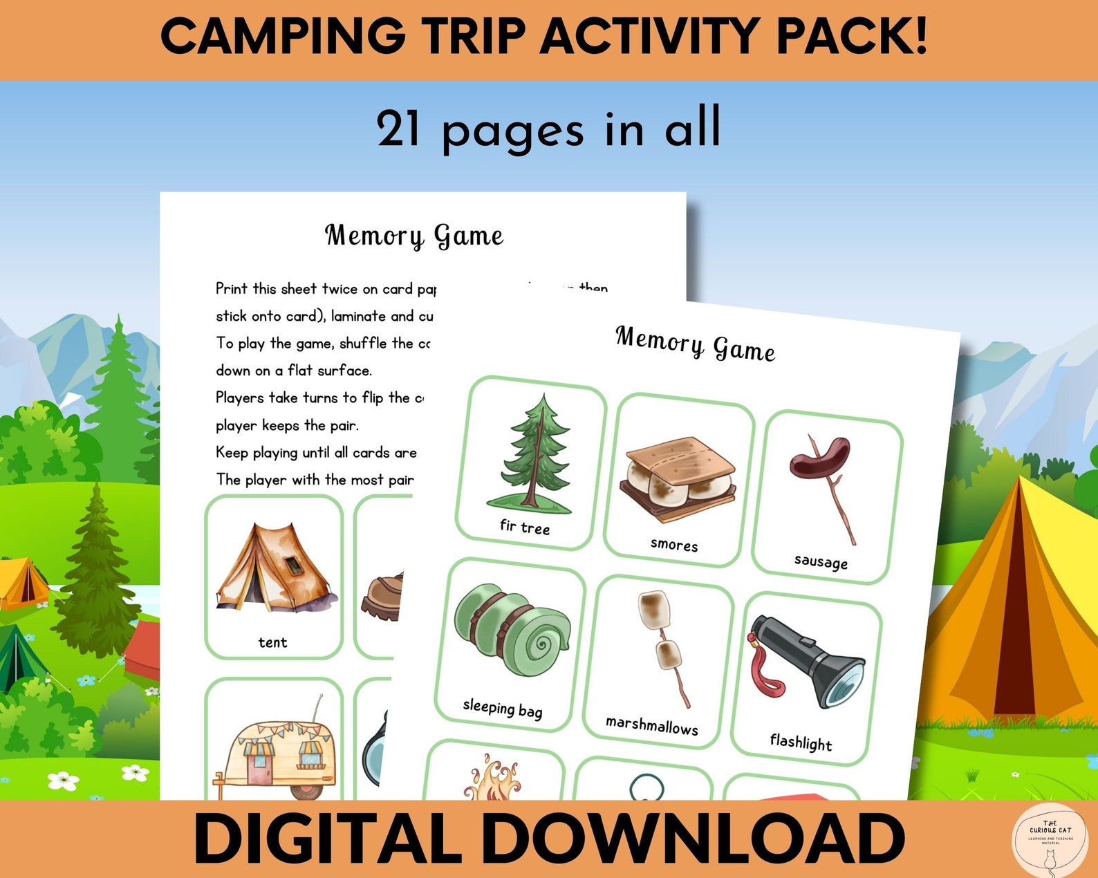 Kindergarten Printable Camping Activity Book, Coloring Pages & Games ...
