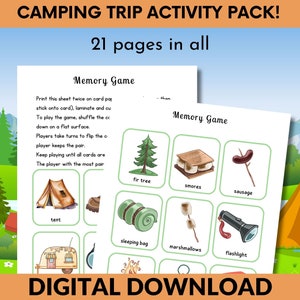 Kindergarten Printable Camping Activity Book, Coloring Pages & Games ...