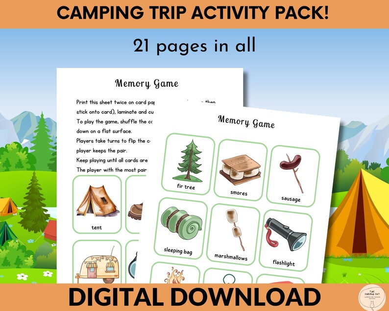 Kindergarten Printable Camping Activity Book, Coloring Pages & Games ...
