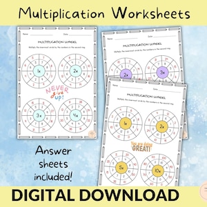 Multiplication Practice, Multiplication Wheels, Numbers 1 to 12, Maths ...