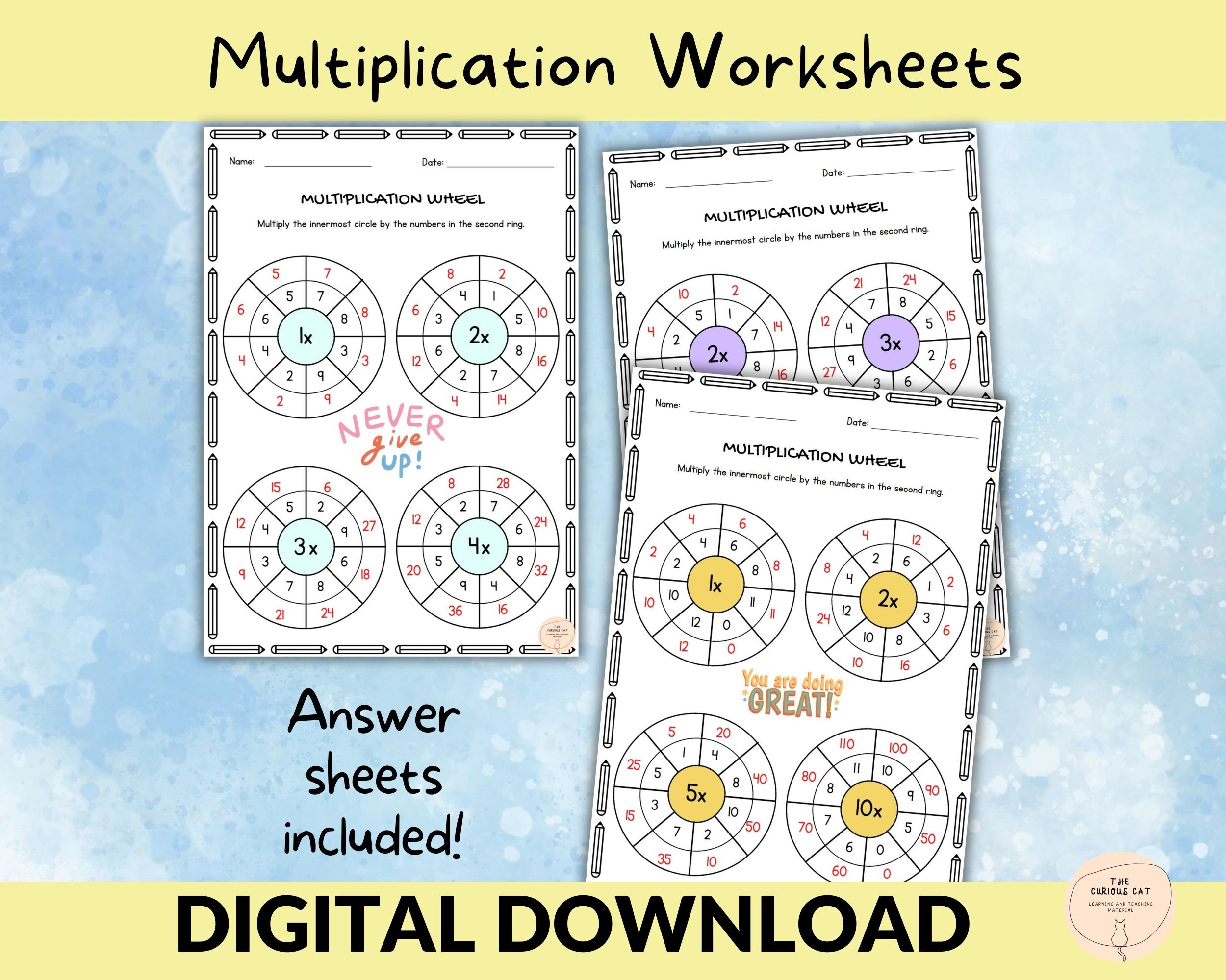 Multiplication Practice, Multiplication Wheels, Numbers 1 to 12, Maths ...