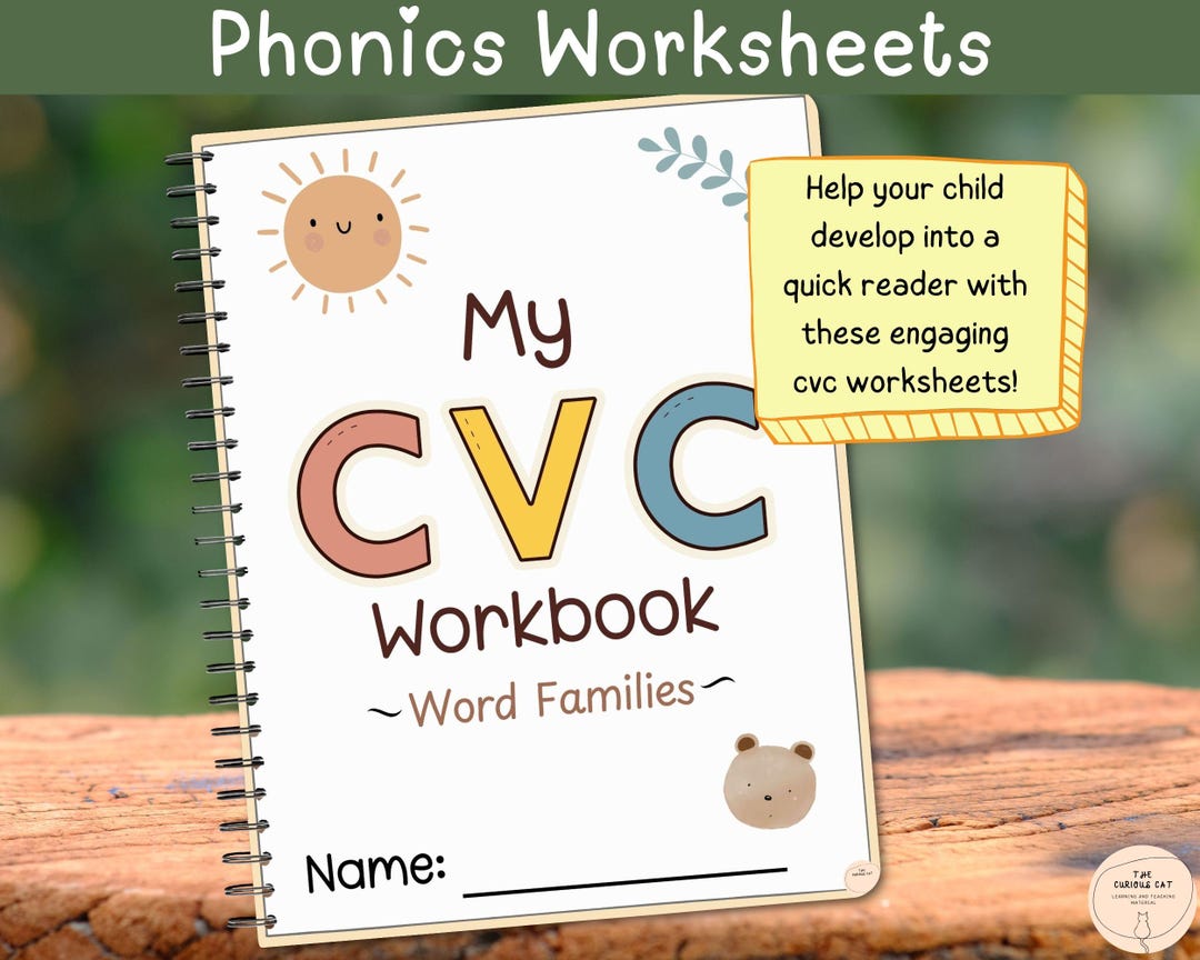 Phonics CVC Words Printable Worksheets for Kindergarten, CVC Word ...