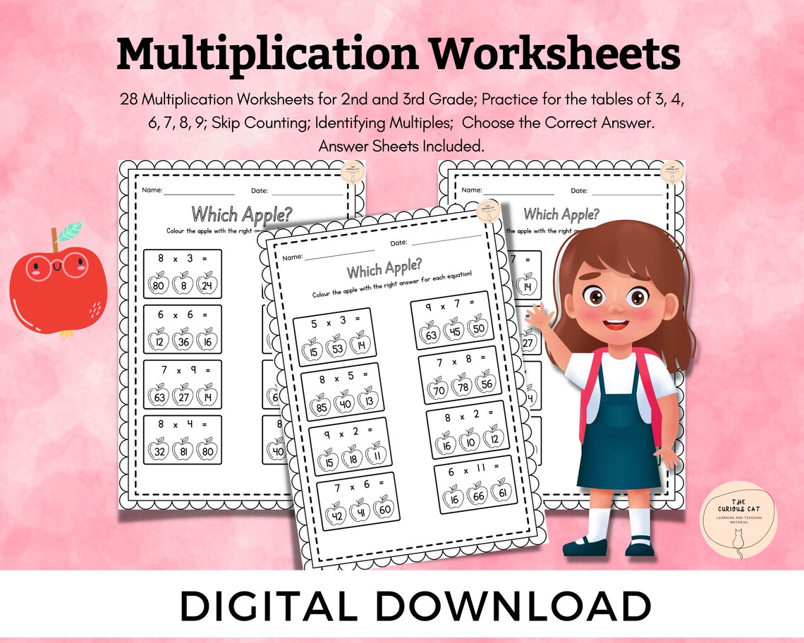 Maths Worksheets, Multiplication Printouts for 2nd and 3rd Grade With ...