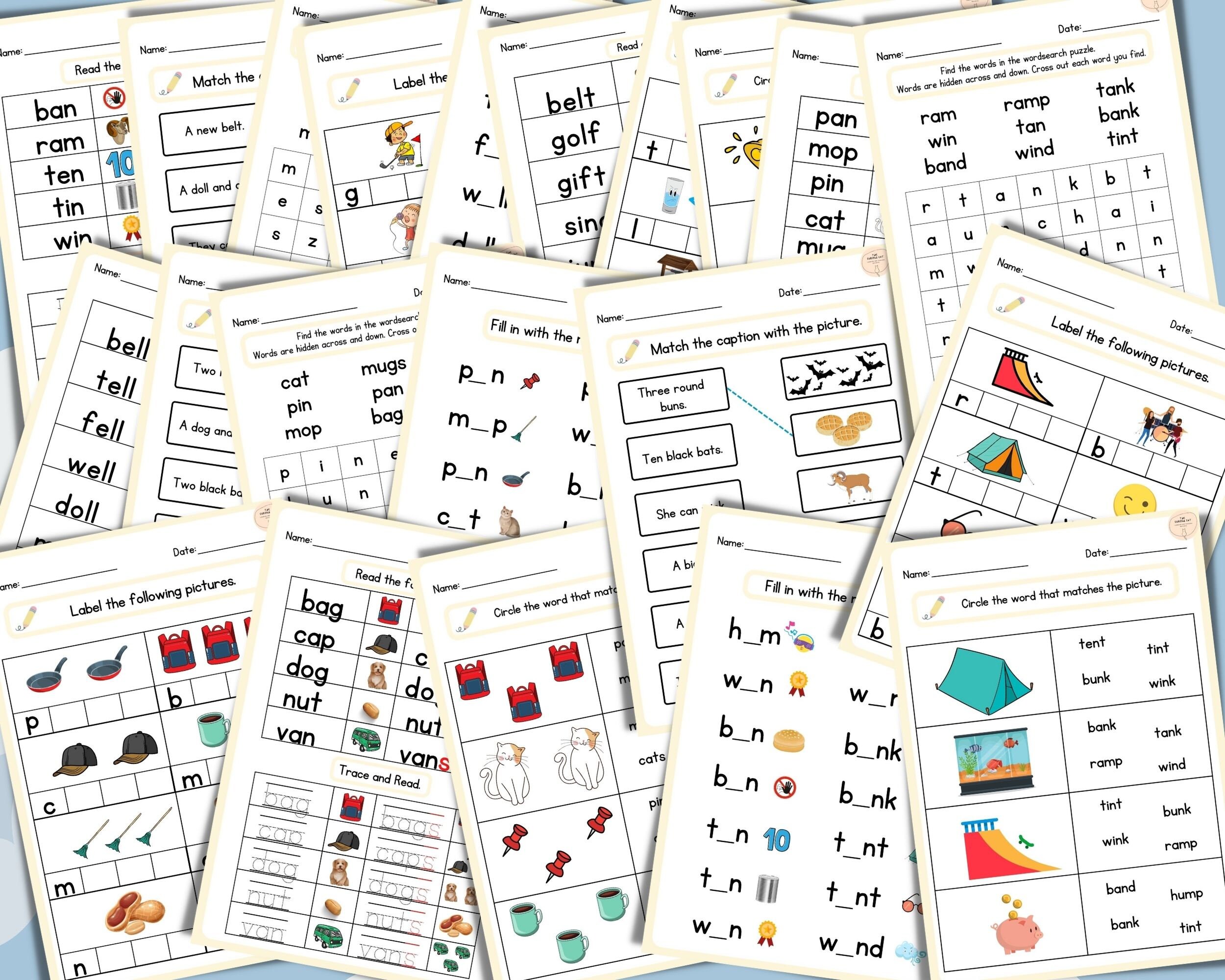 Kindergarten Phonics Worksheets, CVCC Phonics, Initial Reading Support ...