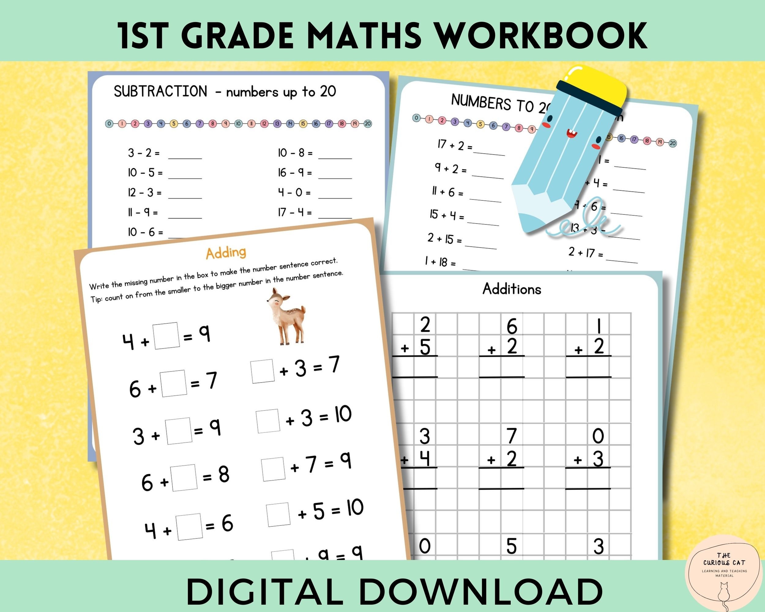 Maths Worksheets for 1st Grade, Maths Workbook, Addition, Subtraction ...