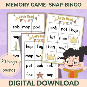 CVC Bingo and Card Games, Printable Phonics Cards, Phonics Reading Game ...