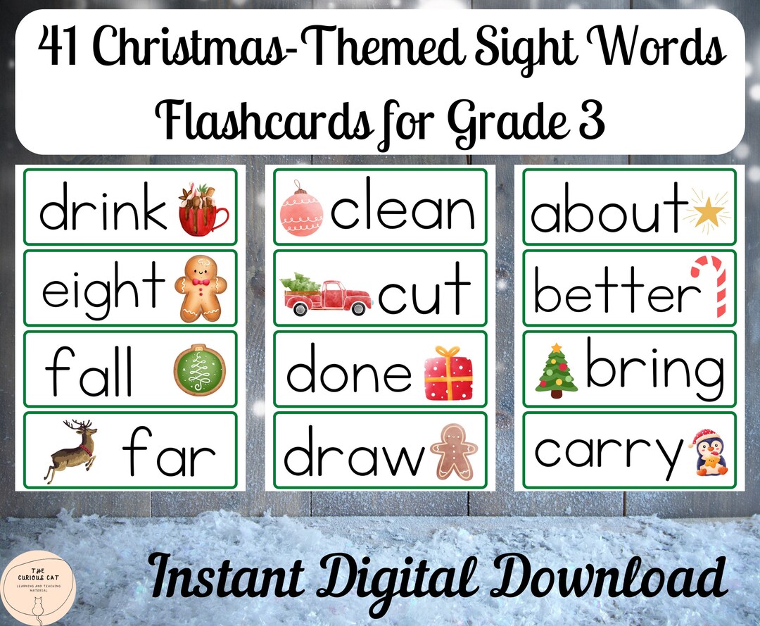 Third Grade Sight Words/ Dolch Flashcards/ Instant Download/ - Etsy