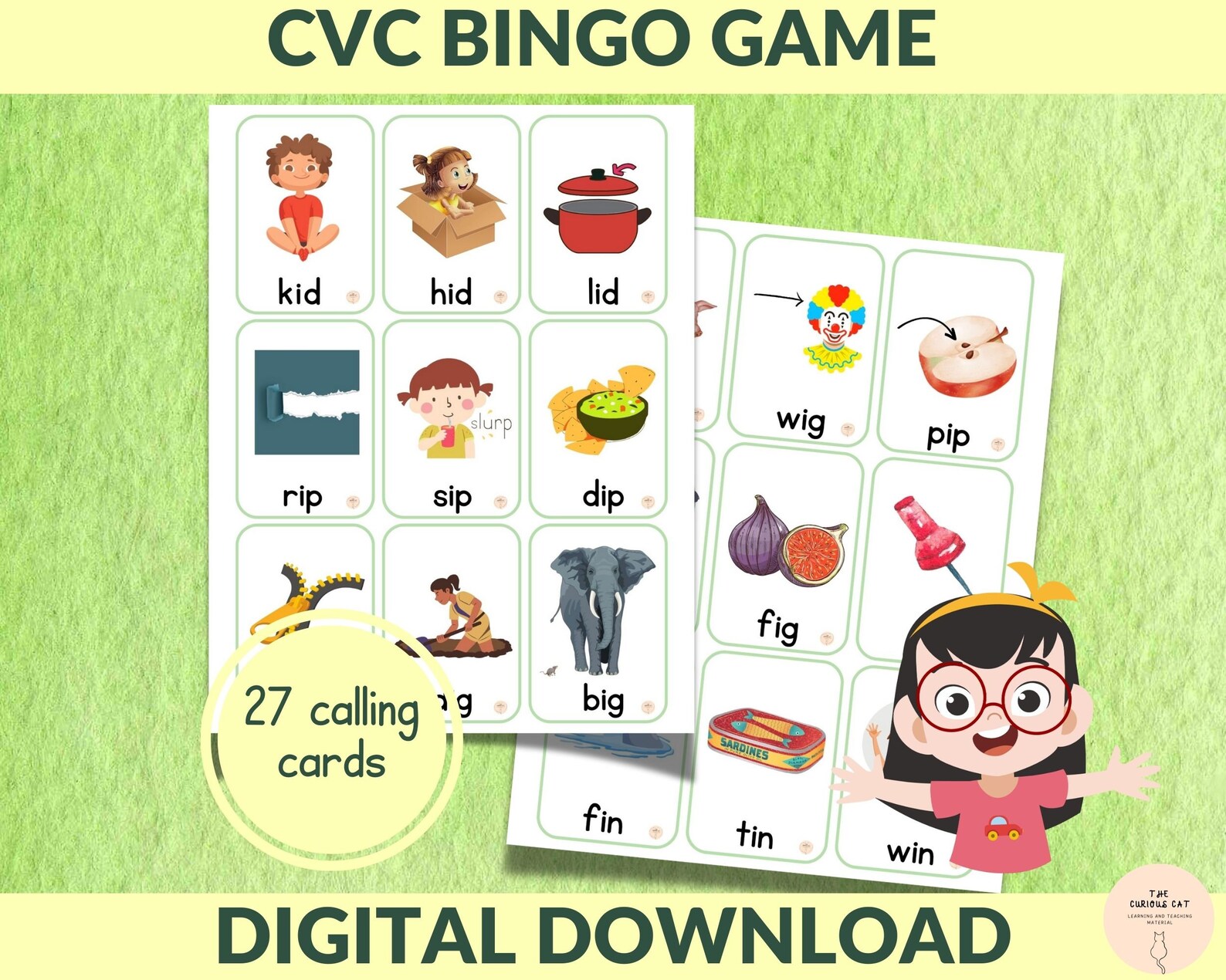 CVC Phonics Printable Activity for Pre-k and Kindergarten, Phonemic ...