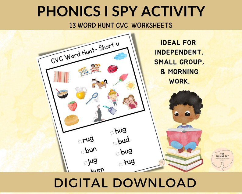 Phonics Worksheets, Kindergarten CVC, I Spy Printables, Activity ...