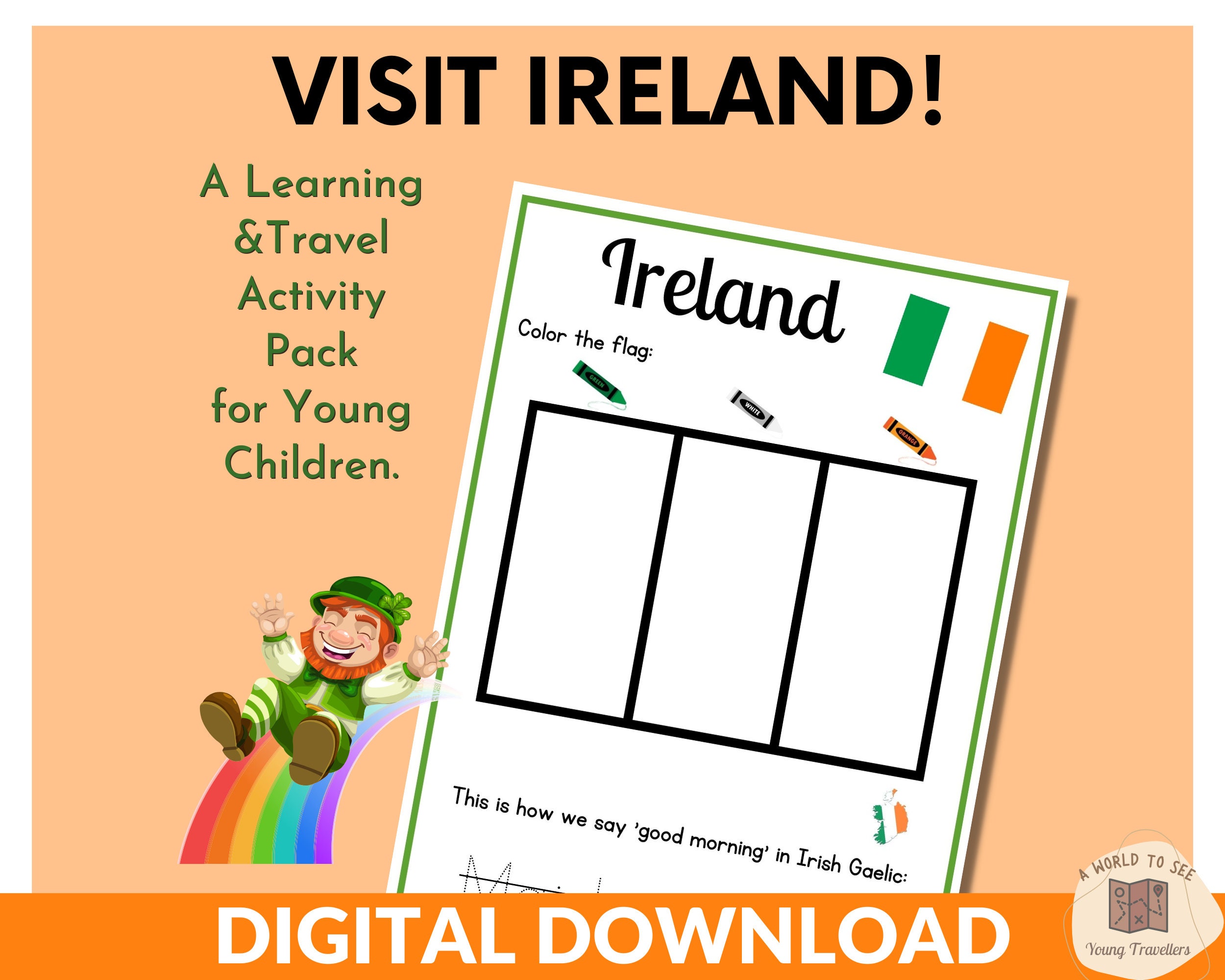 Travel to Ireland Printable for Kids, Educational Pack for Toddlers and ...